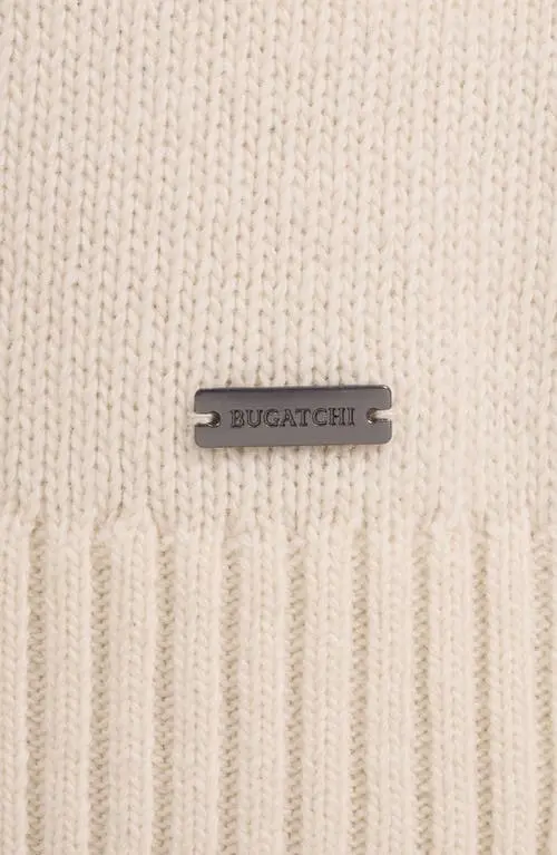 Bugatchi Cable Knit Wool & Cotton Sweater - Ivory