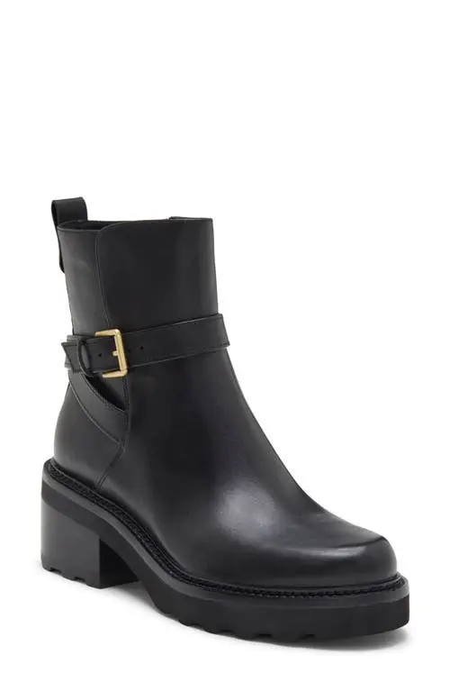Cole Haan Solene Lug Buckle Bootie - Black Leather