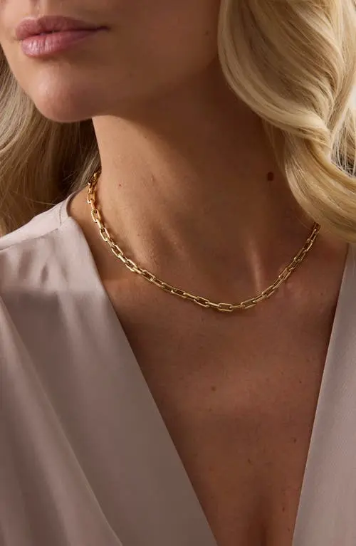 Sara Weinstock Gold Rectangular Link Chain Necklace