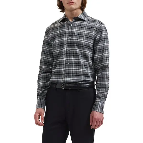 Bugatchi Axel Cotton Blend Button Up Shirt - Black