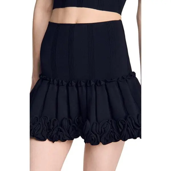 Sandro Short Ribbed Knit Skirt - Black