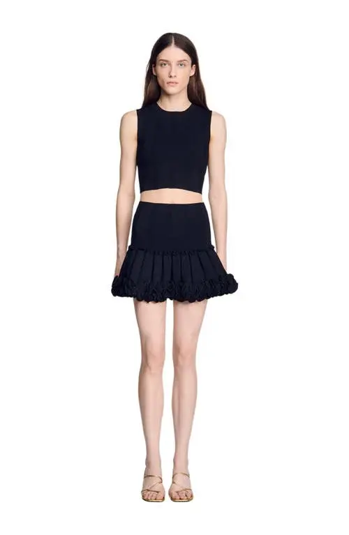 Sandro Short Ribbed Knit Skirt
