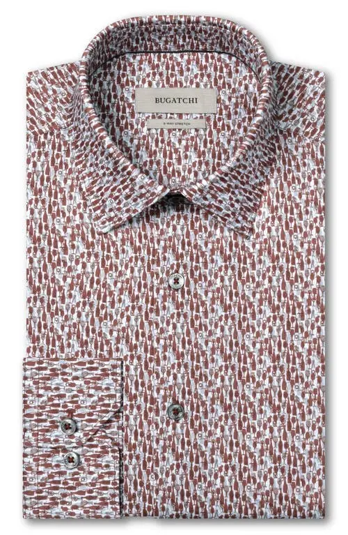 Bugatchi James Ooohcotton® Wine Bottle Print Button-up Shirt