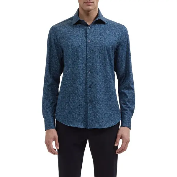 Bugatchi James Ooohcotton® Flower Print Button-up Shirt - Indigo
