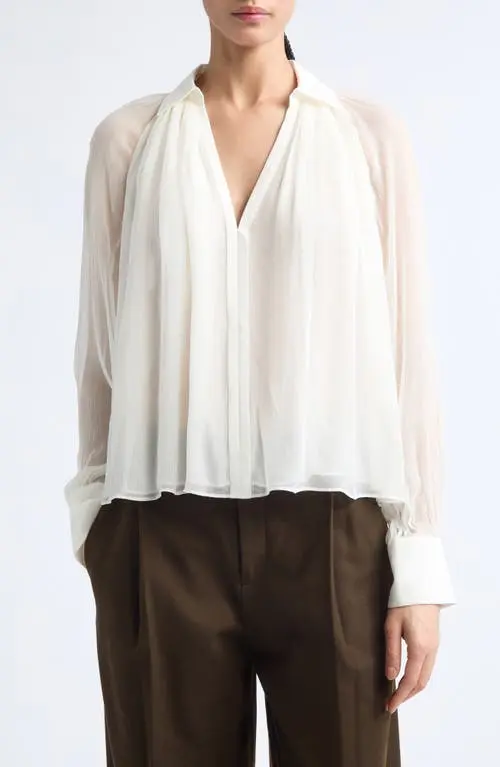 Vince Sheer Top With Opaque Details - Cream