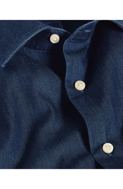 David Donahue Trim Fit Cotton Dress Shirt - Denim