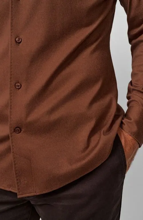 David Donahue Solid Long Sleeve Pima Cotton Button Up Shirt