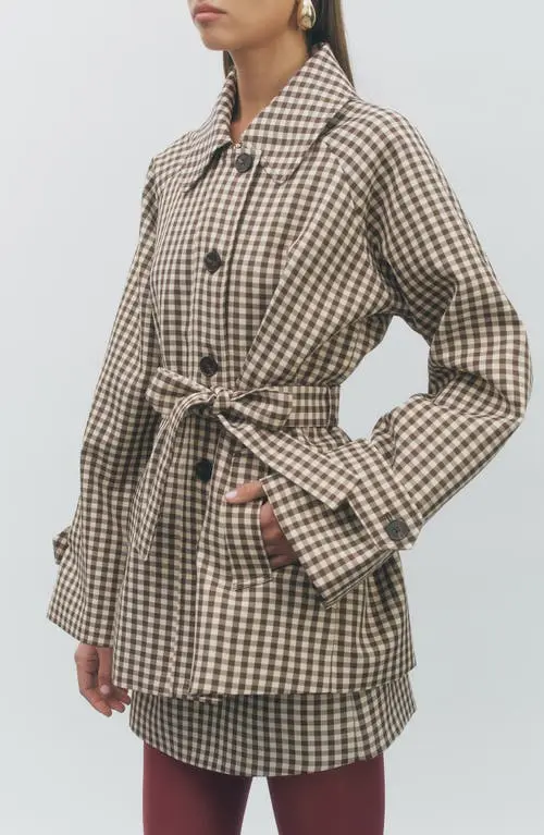 MAUDE CLUB Clarke Gingham Trench Jacket