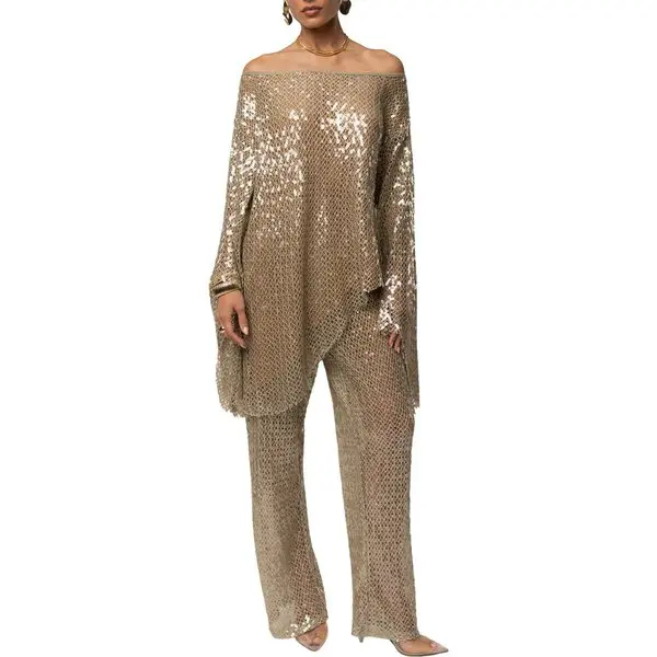 JLUXLABEL Sheer Glow Sequin Top