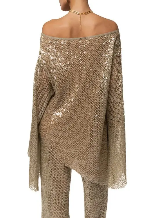 JLUXLABEL Sheer Glow Sequin Top