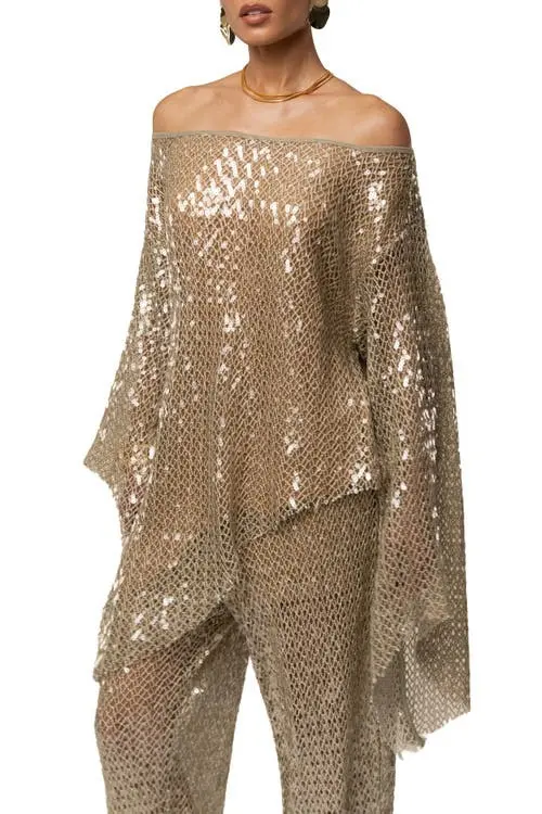 JLUXLABEL Sheer Glow Sequin Top