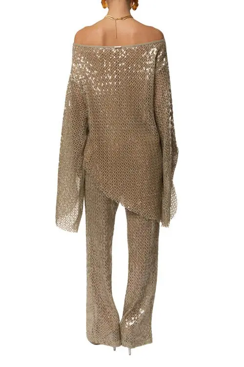 JLUXLABEL Sheer Glow Sequin Top