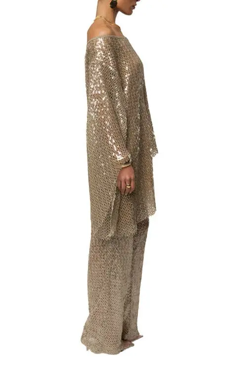 JLUXLABEL Sheer Glow Sequin Top