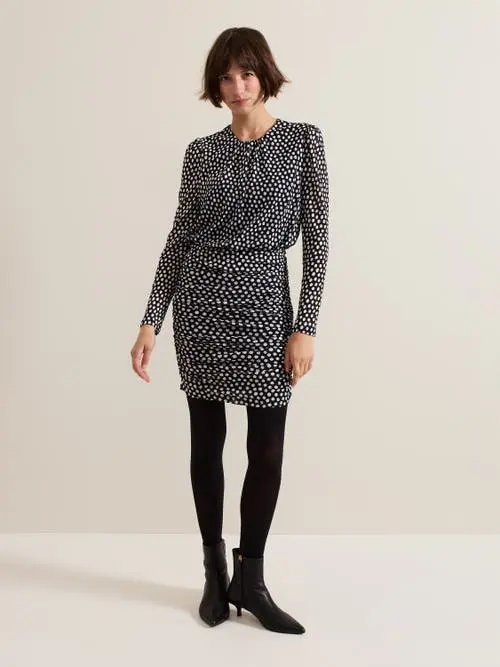 PHASE EIGHT Teodroa Ruched Polka Dot Mini Dress