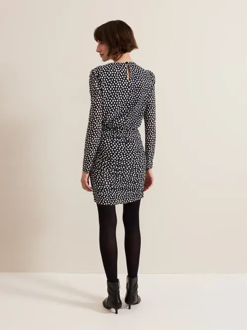 PHASE EIGHT Teodroa Ruched Polka Dot Mini Dress