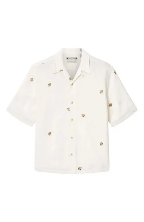ALLSAINTS Feline Embroidered Linen & Cotton Camp Shirt