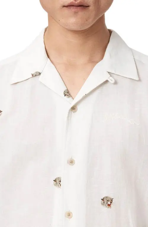 ALLSAINTS Feline Embroidered Linen & Cotton Camp Shirt