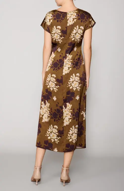 MELLODAY Cap Sleeve Satin Midi Dress