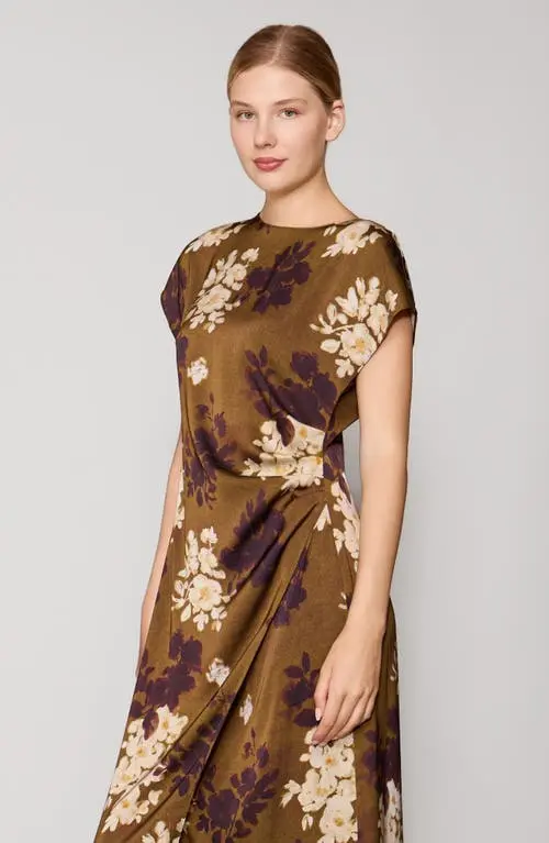MELLODAY Cap Sleeve Satin Midi Dress