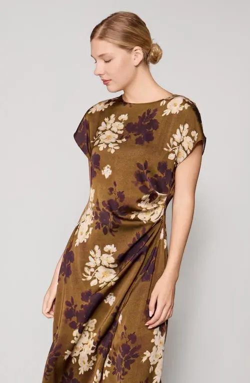 MELLODAY Cap Sleeve Satin Midi Dress