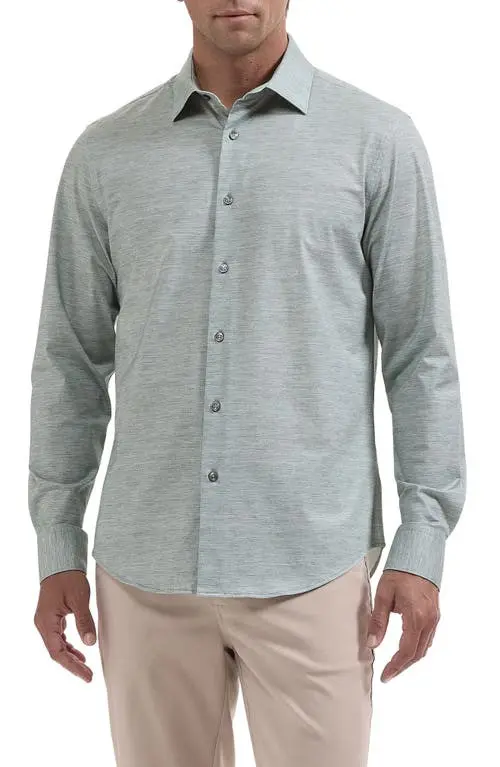Bugatchi James Ooohcotton® Heathered Button-up Shirt - Avocado