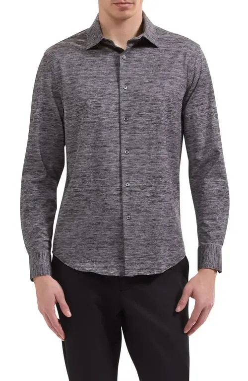 Bugatchi James Ooohcotton® Heathered Button-up Shirt - Black