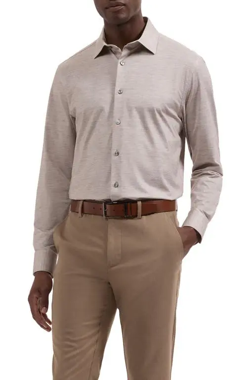 Bugatchi James Ooohcotton® Heathered Button-up Shirt - Cobblestone