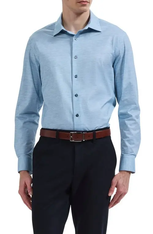 Bugatchi James Ooohcotton® Heathered Button-up Shirt - Hazy Blue