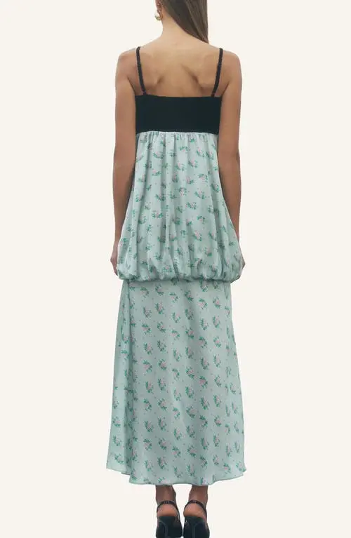 MAUDE CLUB Floral Bubble Hem Maxi Dress