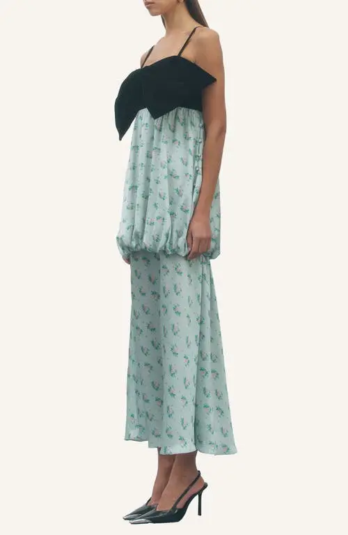 MAUDE CLUB Floral Bubble Hem Maxi Dress