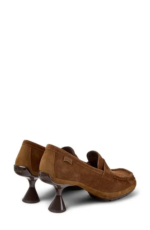 Camper Leather Moccasin Pump - Medium Brown