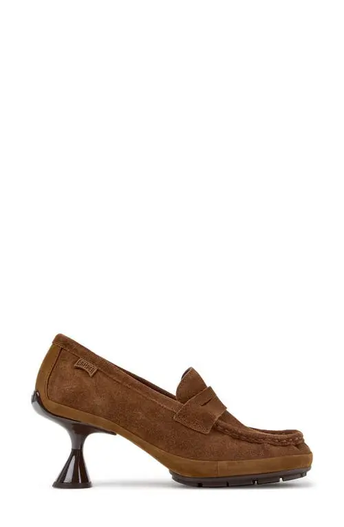 Camper Leather Moccasin Pump - Medium Brown