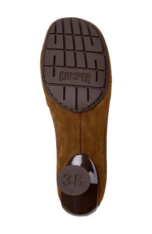 Camper Leather Moccasin Pump - Medium Brown