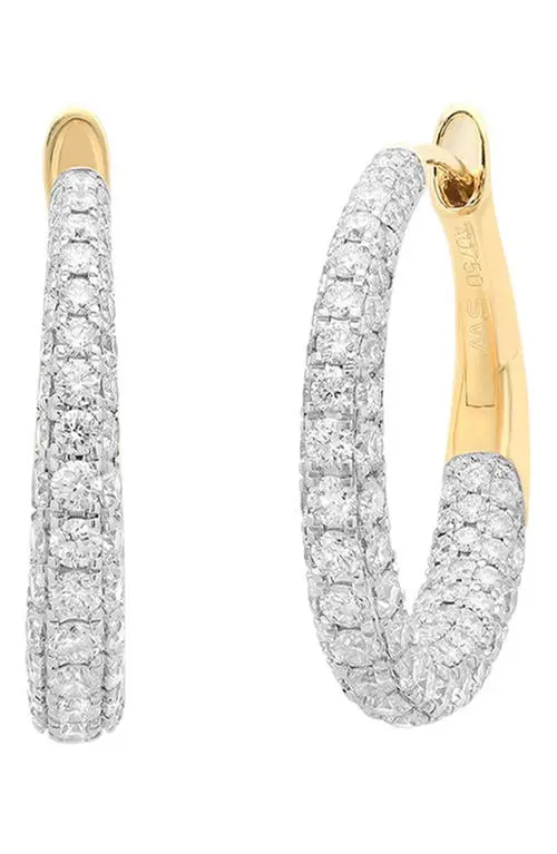 Sara Weinstock Gold Diamond Pavé Hoop Earrings - Yellow