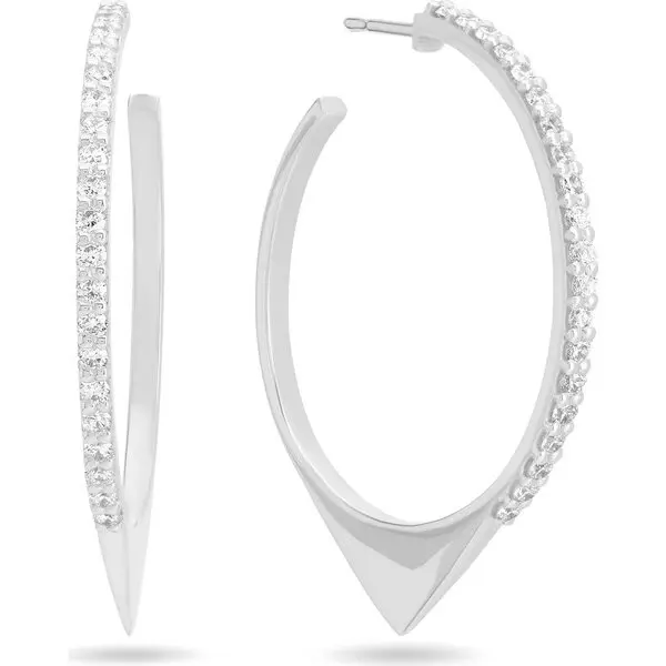Lana Jewelry Eclipse 14k Diamond Hoop Earrings - White Gold