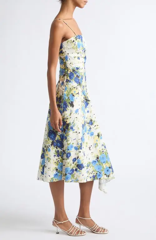 A.L.C. Peyton Ruched Floral Print Sleeveless Maxi Dress