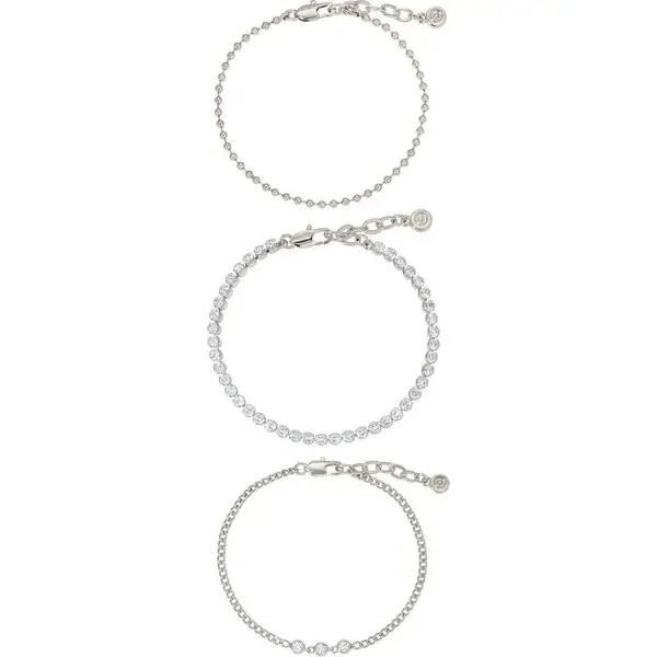 Ettika Set Of 3 Dainty Bracelets - Silver