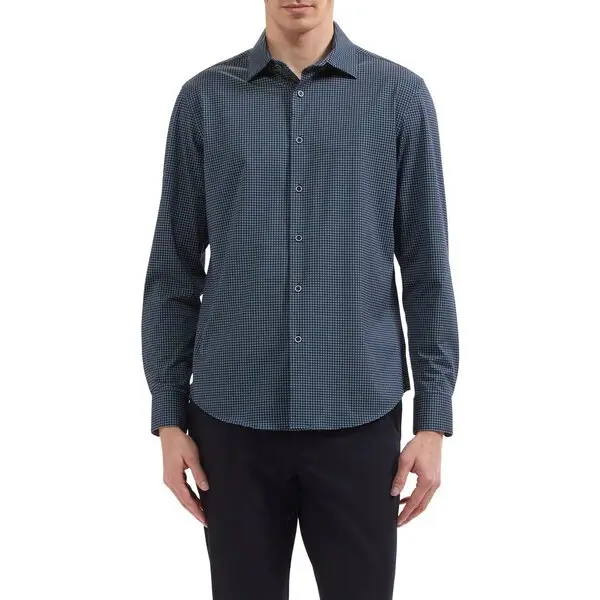 Bugatchi James Ooohcotton Stretch Button Up Shirt - Navy