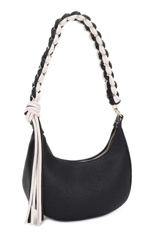 MALI + LILI Leilani Braided Faux Leather Baguette - Black