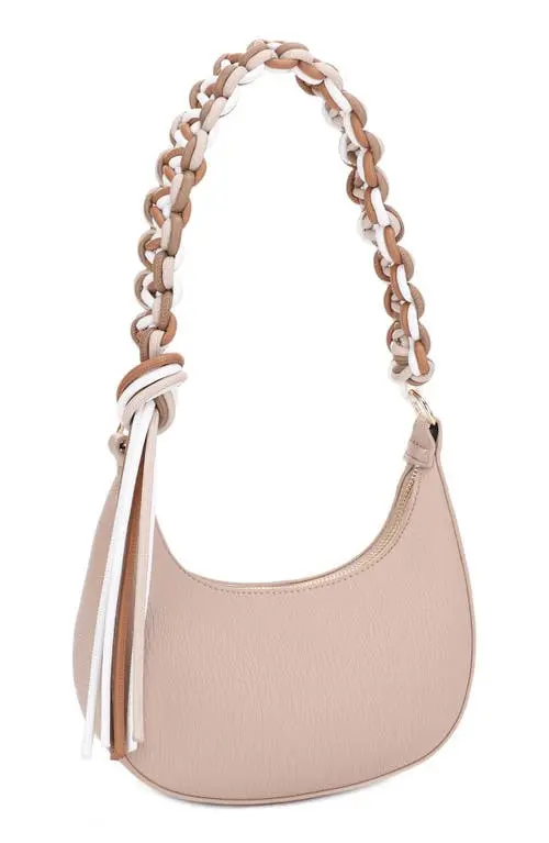 MALI + LILI Leilani Braided Faux Leather Baguette - Sand