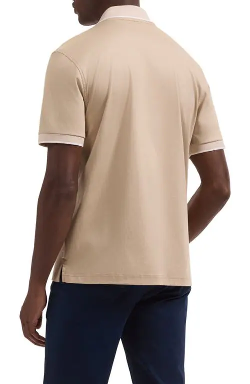 Bugatchi Pima Cotton Johnny Collar Polo - Sand