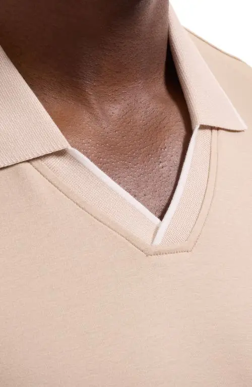 Bugatchi Pima Cotton Johnny Collar Polo - Sand