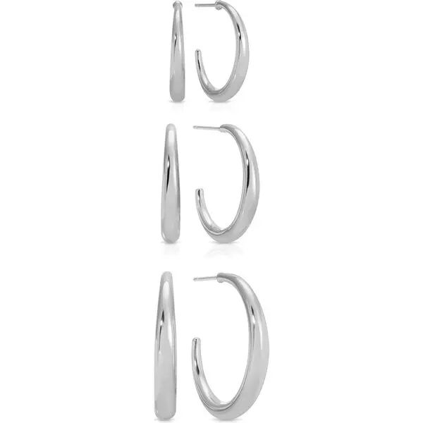 Ettika Set Of 3 Hoop Earrings - Silver