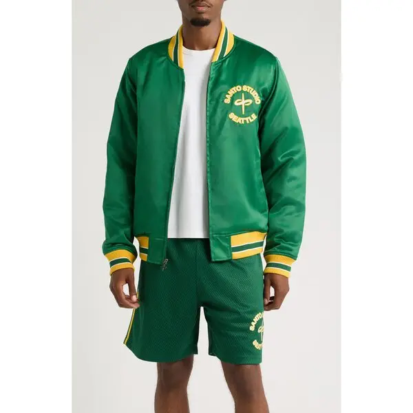 SANTO STUDIO Seattle Satin Bomber Jacket
