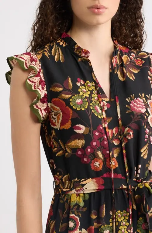 Julia Jordan Floral Border Print Midi Dress