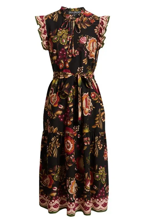 Julia Jordan Floral Border Print Midi Dress