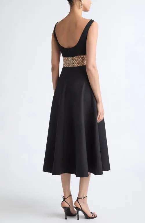 Oscar De La Renta Crystal Embellished Cocktail Dress