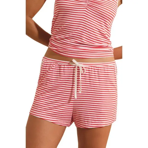 ETAM Vicky Striped Sleep Shorts - Red