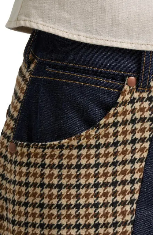 Wrangler Barrel Leg Houndstooth Paneled Jeans