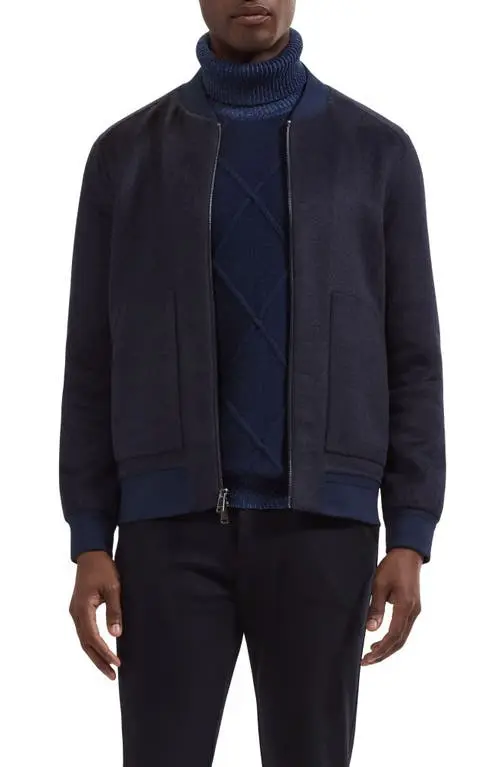 Bugatchi Wool Blend Bomber Jacket - Navy